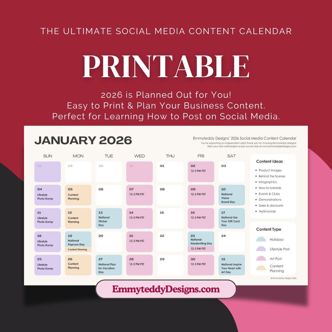 2026 Social Media Content Calendar Printable – Planner for Small ...