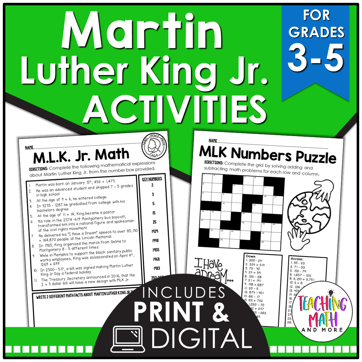 Martin Luther King Jr Math Activities — Teaching Math and More