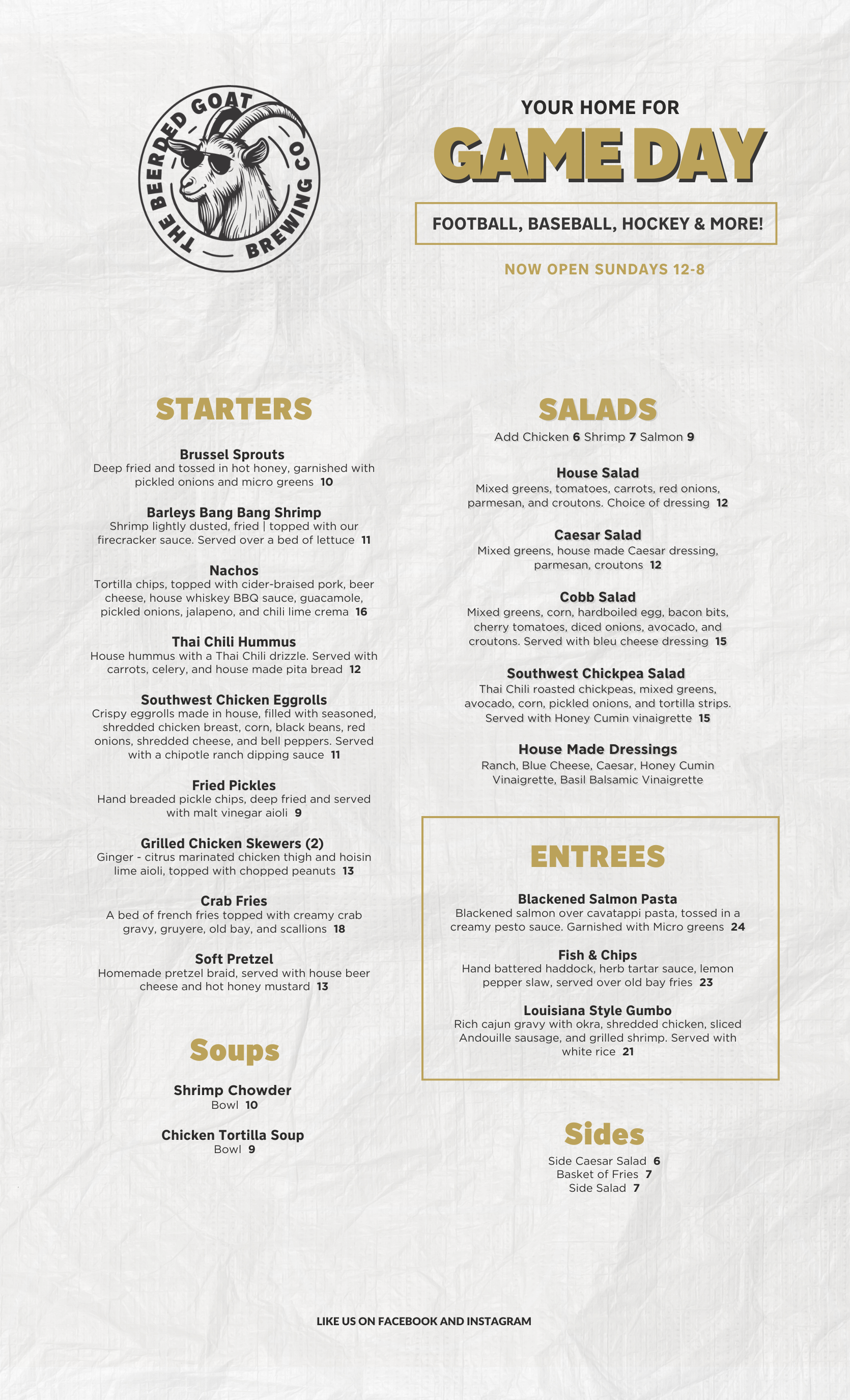 Goat Menu | Explore Our Menu & Join the Herd — Beerded Goat Brewing