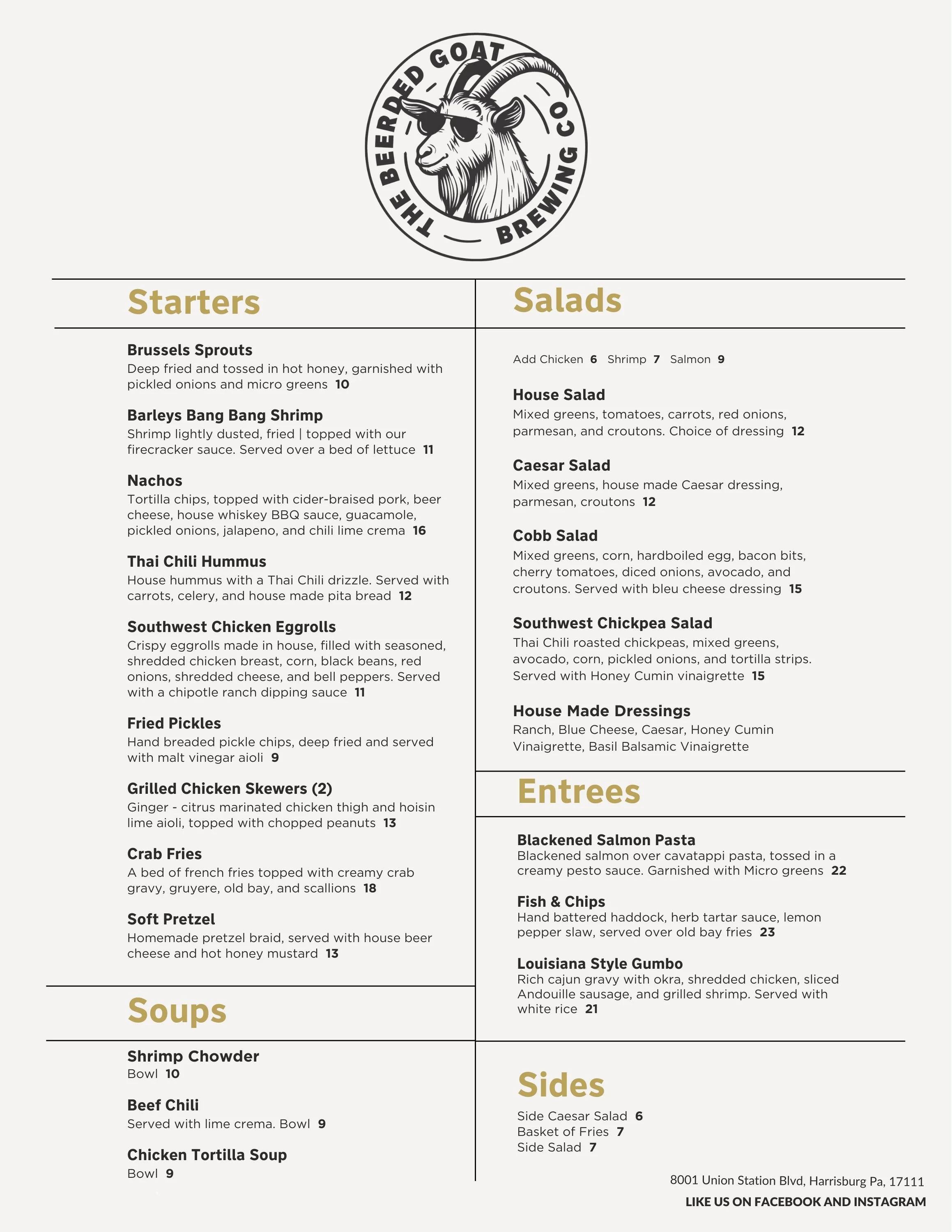 Goat Menu | Explore Our Menu & Join the Herd — Beerded Goat Brewing