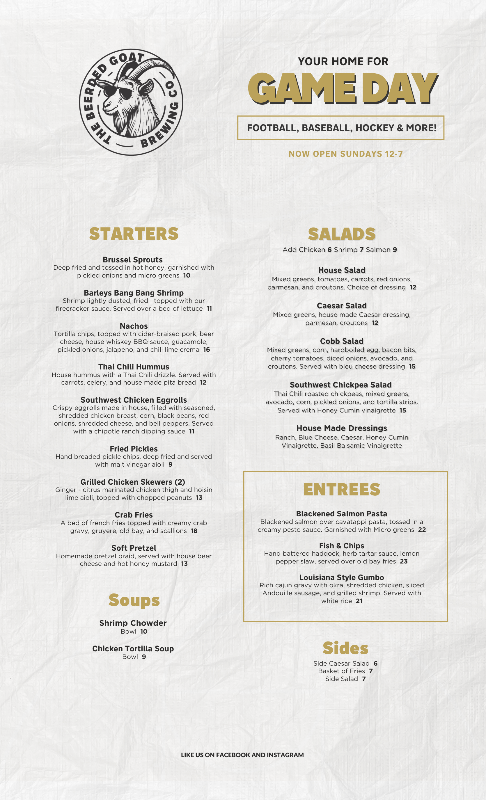 Goat Menu | Explore Our Menu & Join the Herd — Beerded Goat Brewing