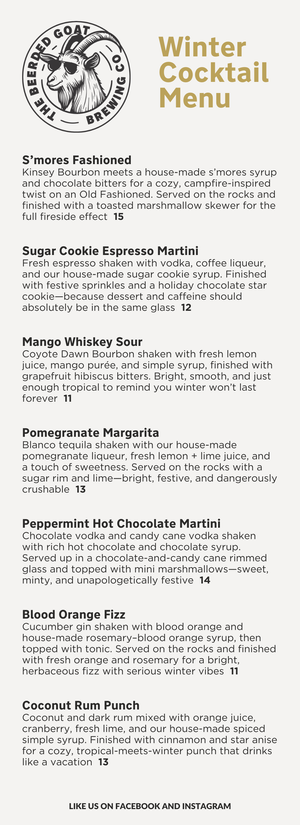 Goat Menu | Explore Our Menu & Join the Herd — Beerded Goat Brewing