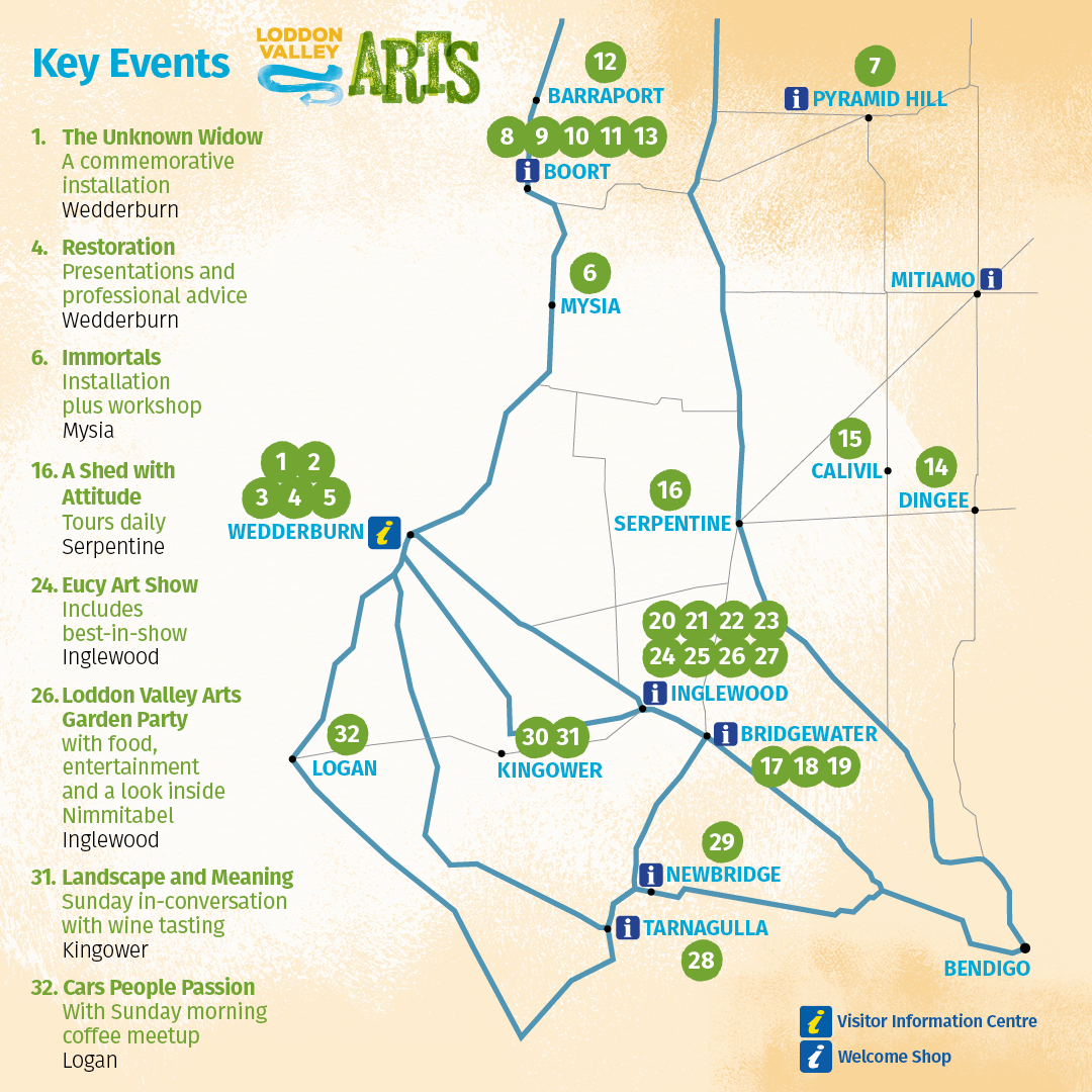 Map of all exhibits and events — Loddon Valley Arts Trail