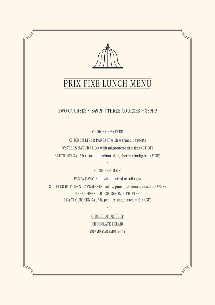 PRIX FIXE LUNCH MENU — Naldham House