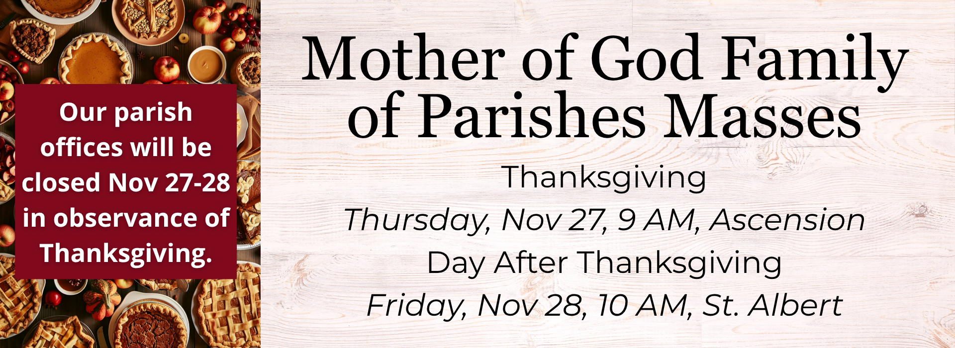 MGFP Thanksgiving Masses — Mother of God Family of Parishes