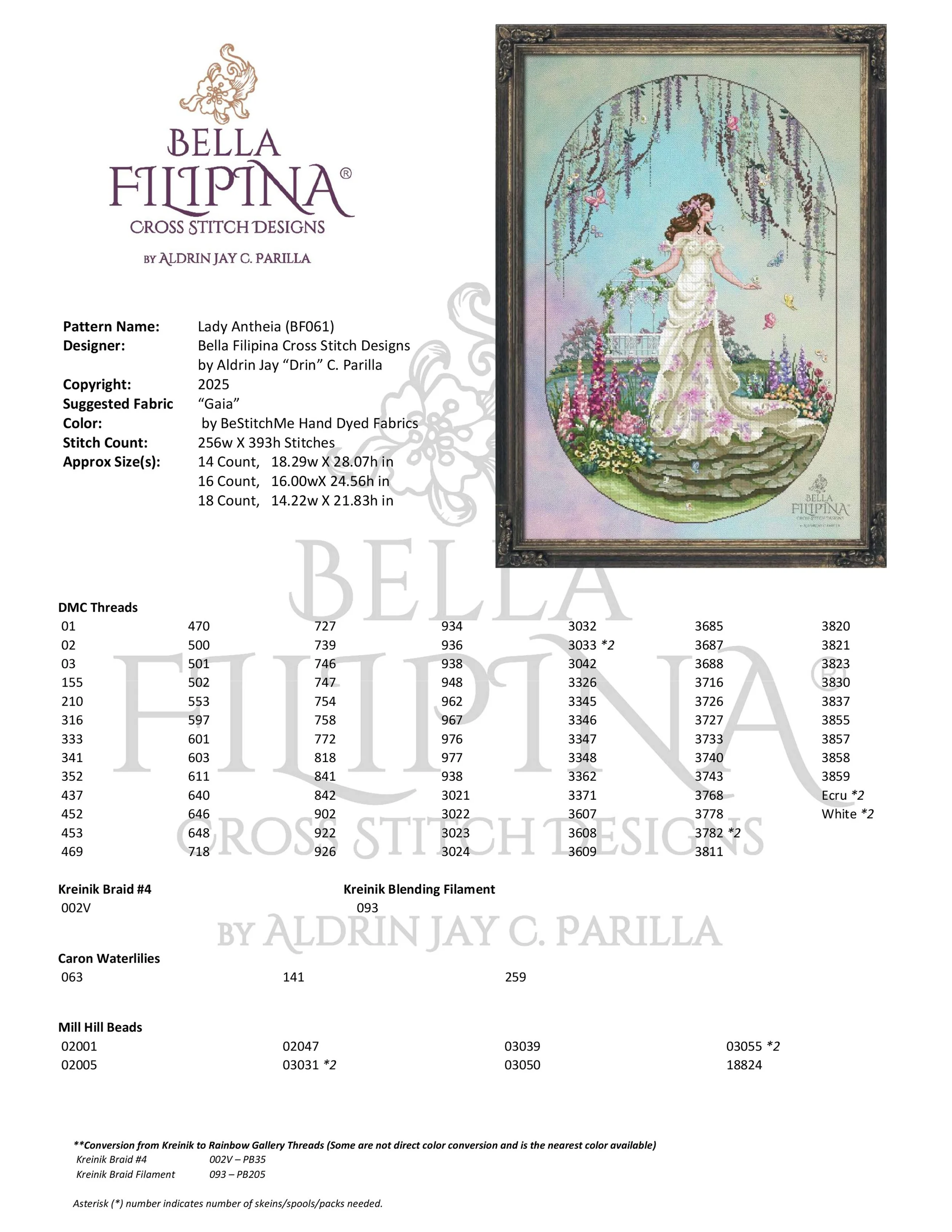 Lady Antheia — Bella Filipina Cross Stitch Designs
