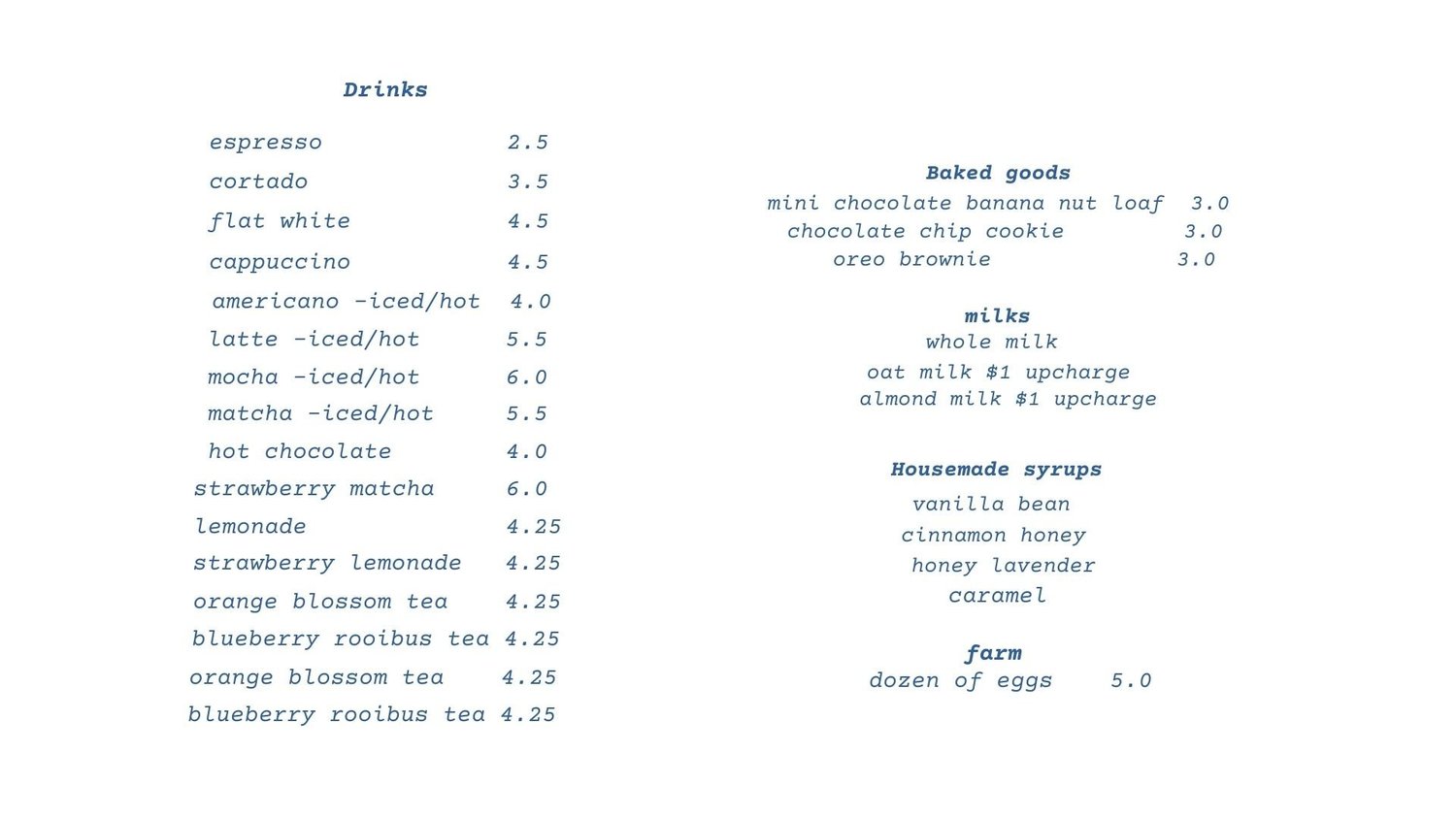 menu | Discover Delicious Coffee Today — cafe allegro