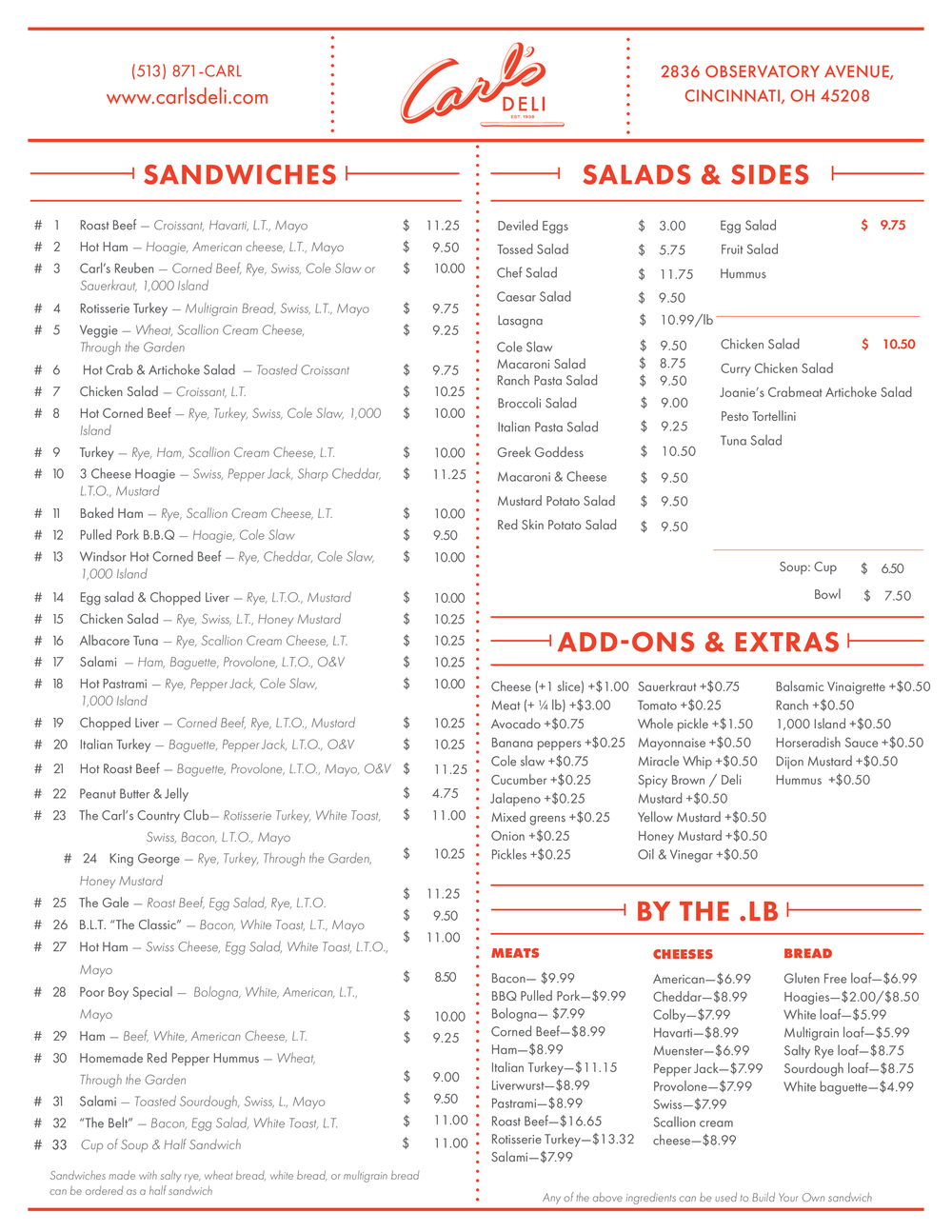 Menu — Carl's Deli