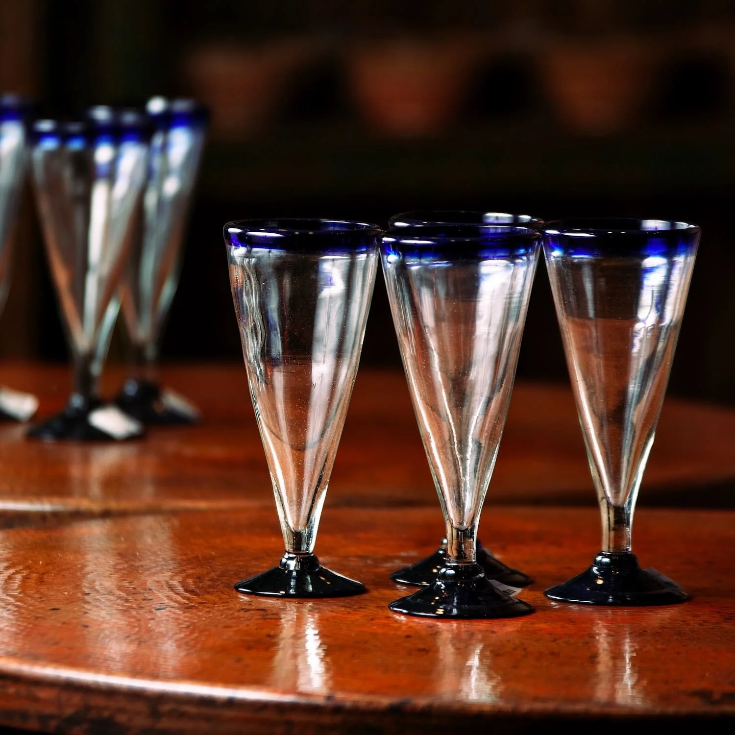 Blue Rim Margarita Glass Set of 2 – Handblown Mexican Glassware ...