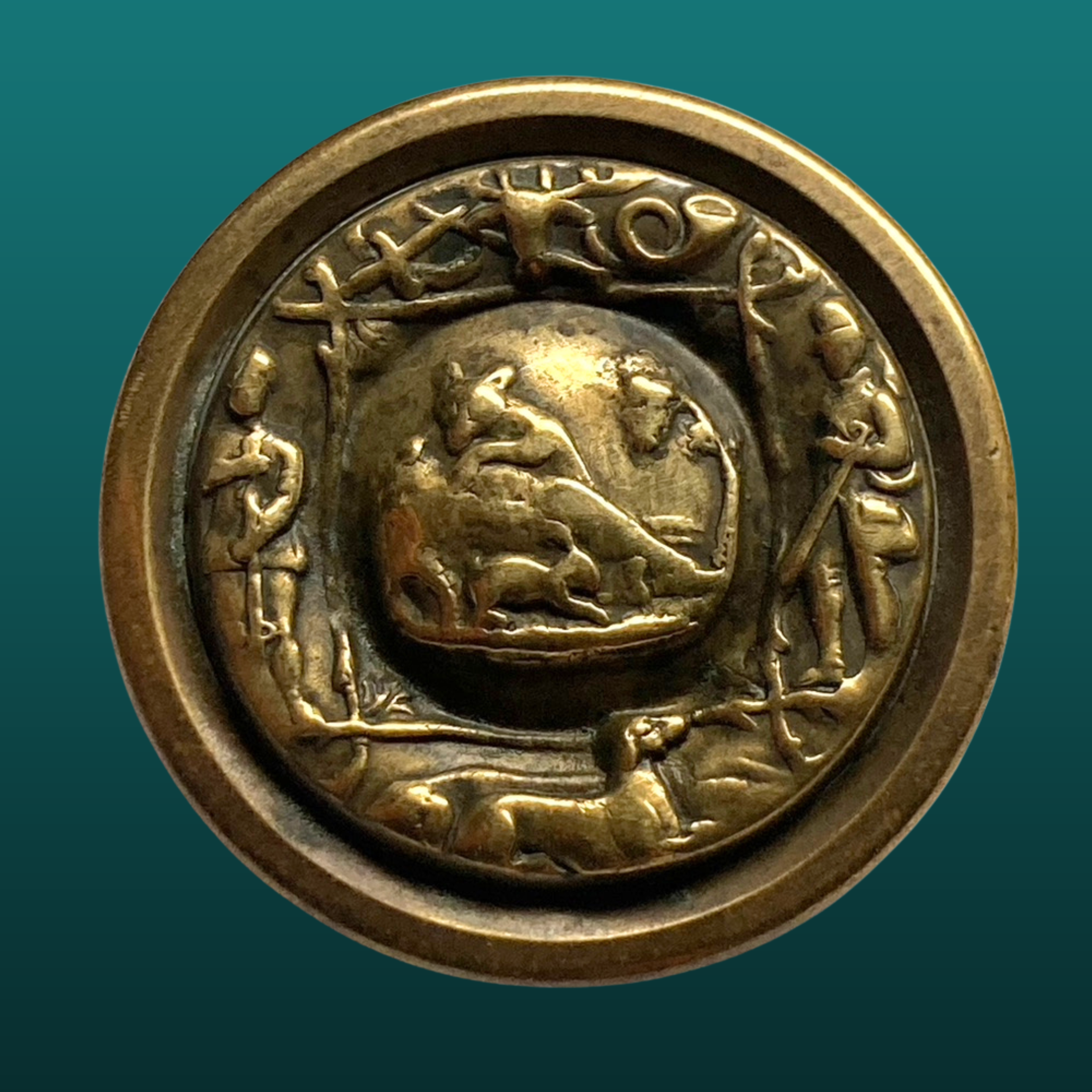 Medium Mid 19th Century Gilt Brass Target Sporting Button — Silver ...