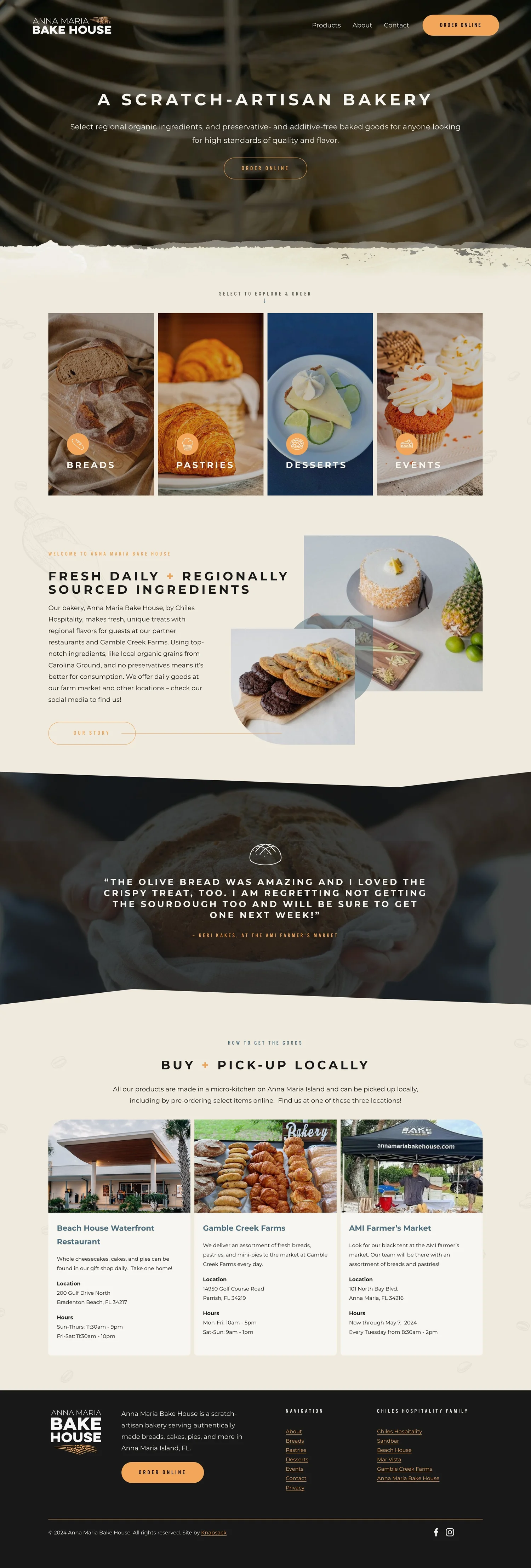 Custom Squarespace Design for a Bakery | Anna Maria Bake House