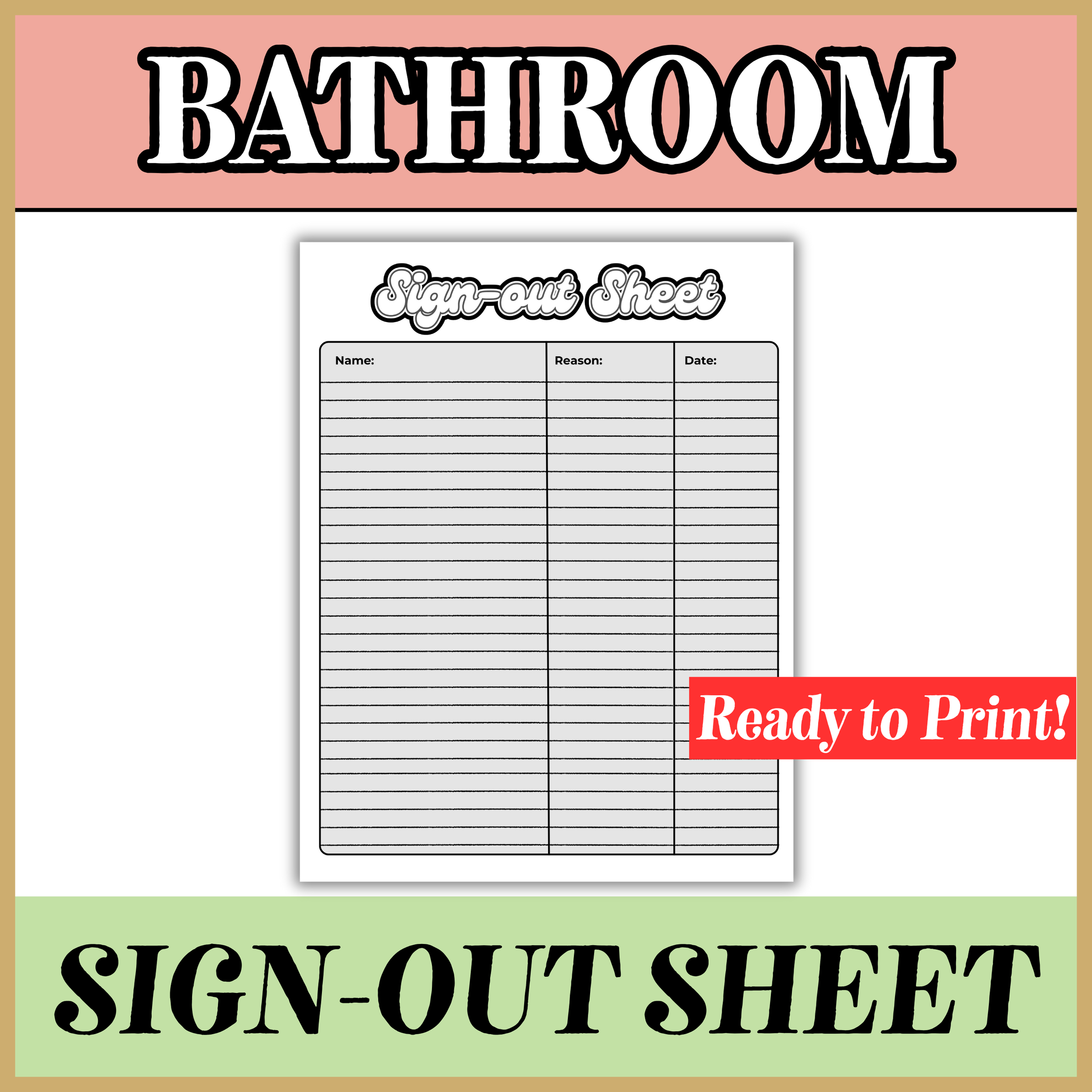 Classroom Bathroom Nurse Hall Office Passes PDF Printable — Simply ...