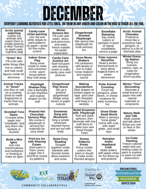 December Activity Calendar — OberlinKids
