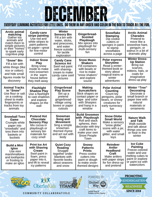 December Activity Calendar — OberlinKids