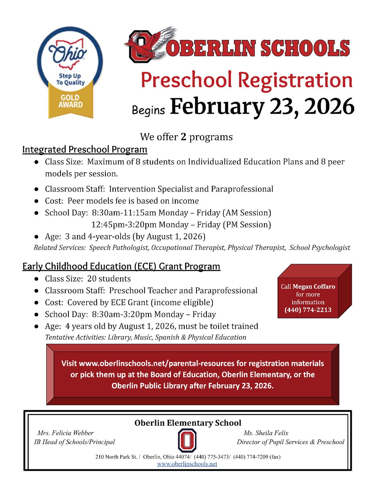 Oberlin City Schools • Preschool Registration Opens Feb. 23rd for 2026 ...