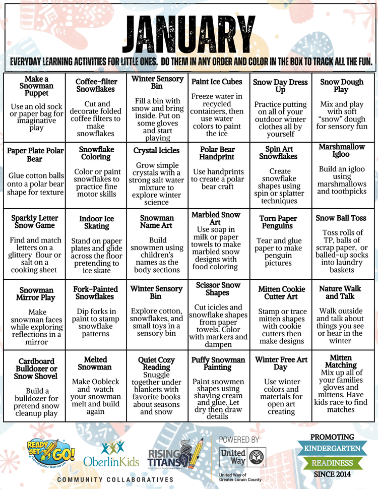 January Activity Calendar — OberlinKids