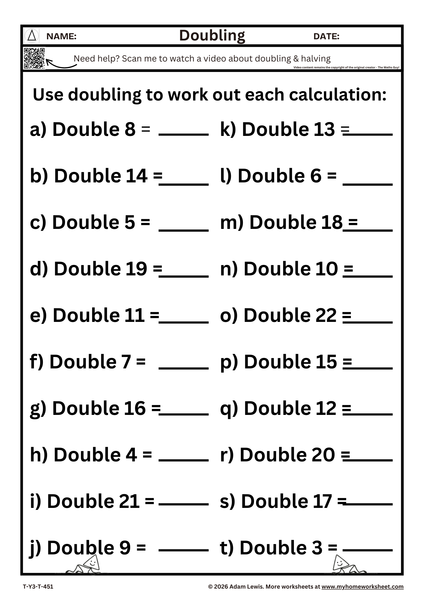 Year 3 Doubling Numbers Worksheets | Maths Homework & Practice — My ...