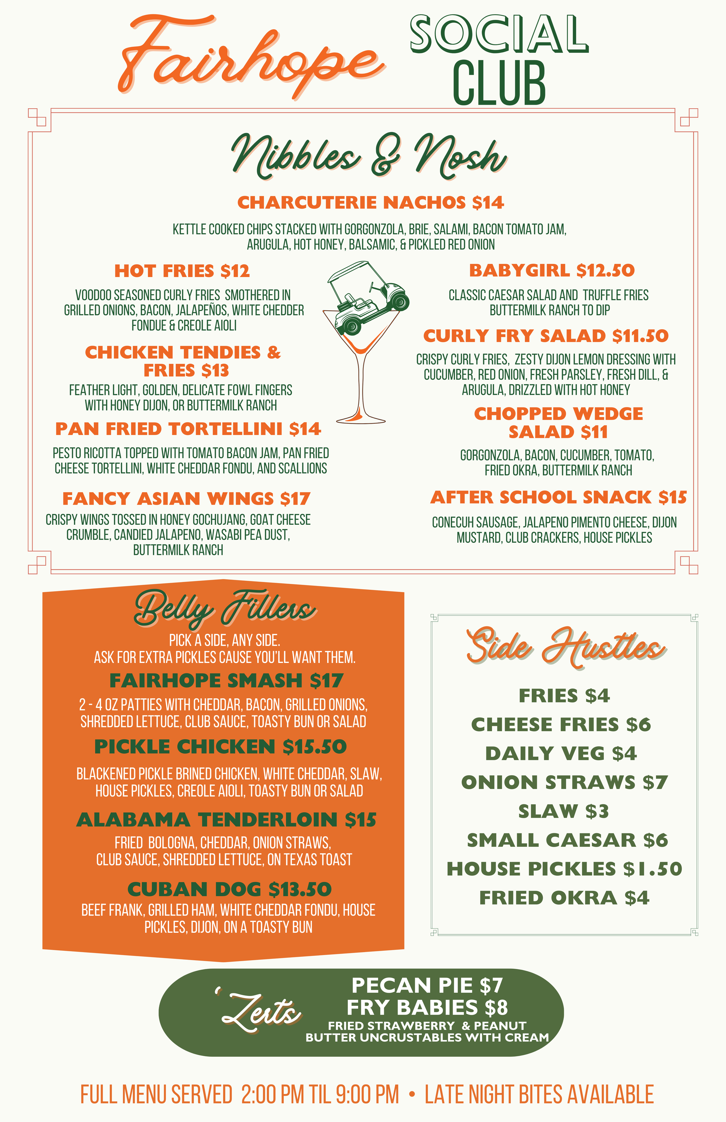 Food Menu — Fairhope Social Club