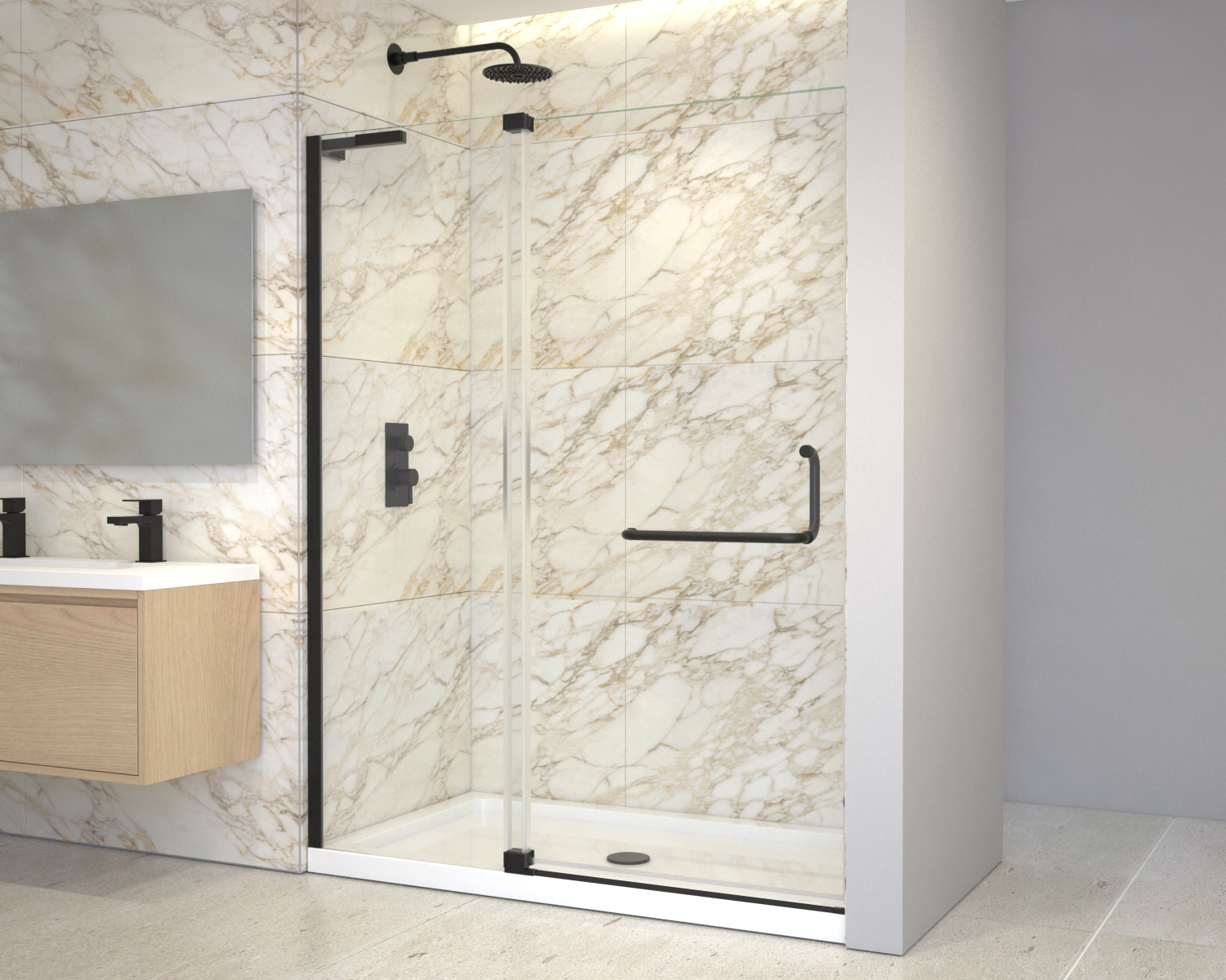 Hafina Frameless Swing Shower Door — LuxWay Shower
