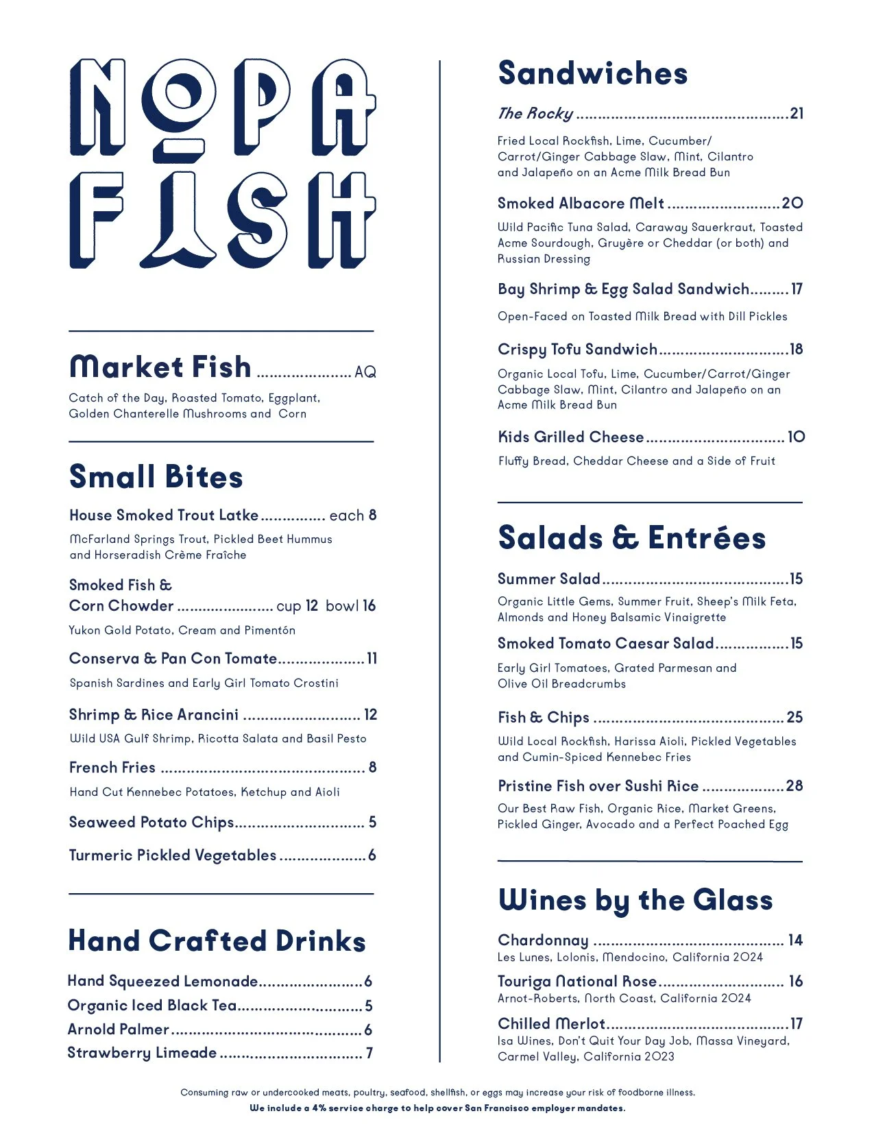 Daily Menu — Nopa Fish Market