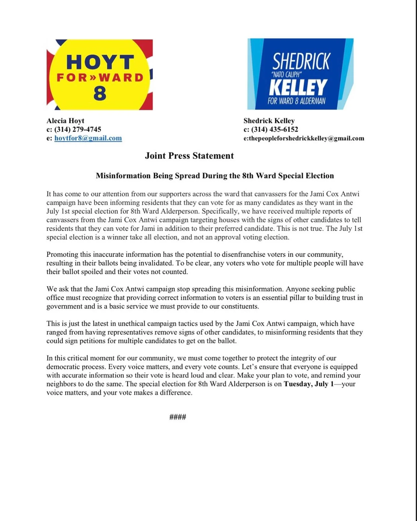 ALECIA HOYT FOR WARD 8 | Join the Movement