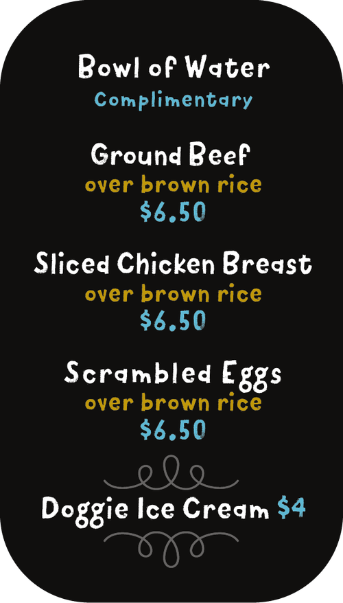 Puppy Menu | Treat Your Puppy Today — BARNABY'S CAFE