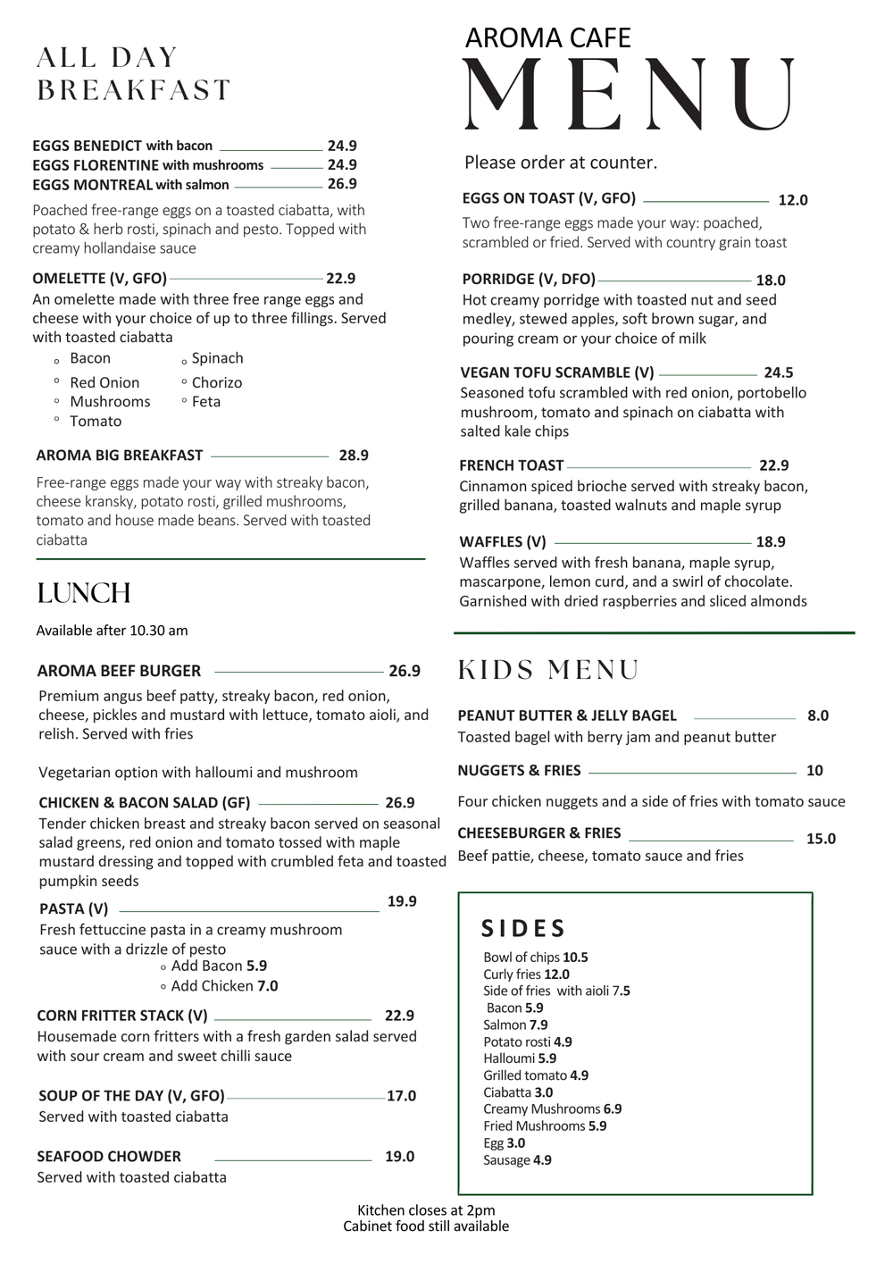 Menu | Discover Our Menu — Aroma Cafe