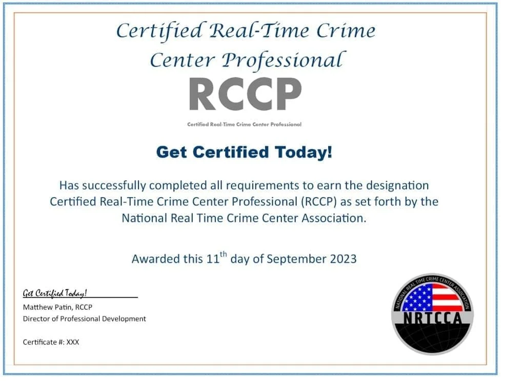 RTCC CERTIFICATION | Advance Your Crime Center Career — National Real Time Crime Center Association