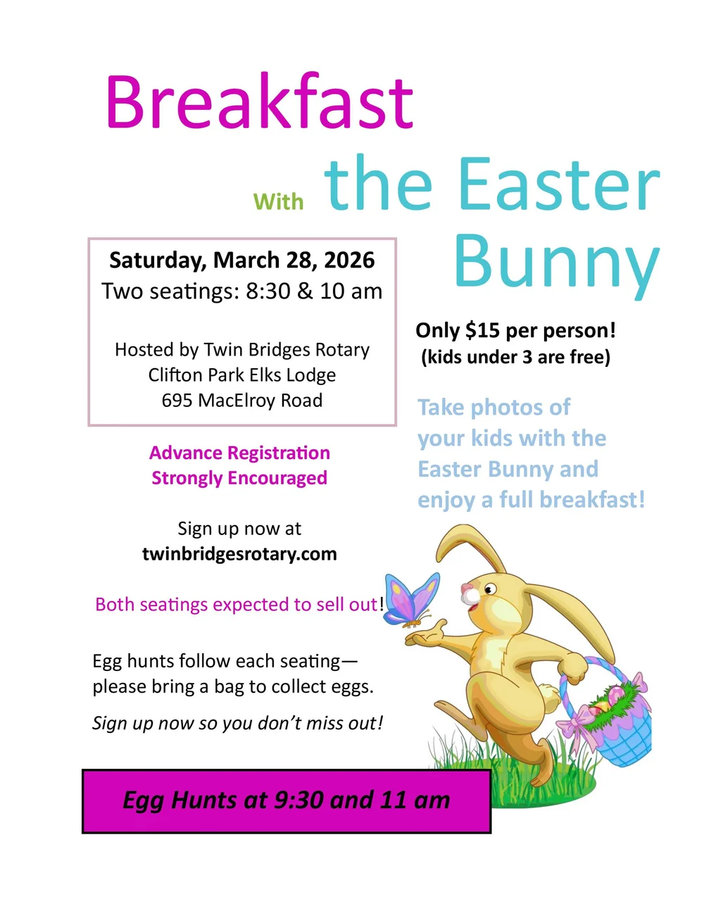 Breakfast with the Easter Bunny — Twin Bridges Rotary Club | Community ...