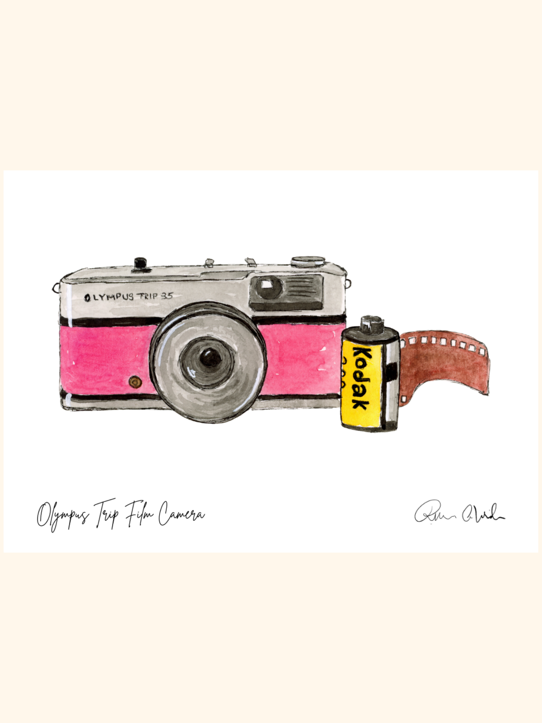 Olympus Trip Film Camera Art Print | Retro Photography Watercolor — The ...