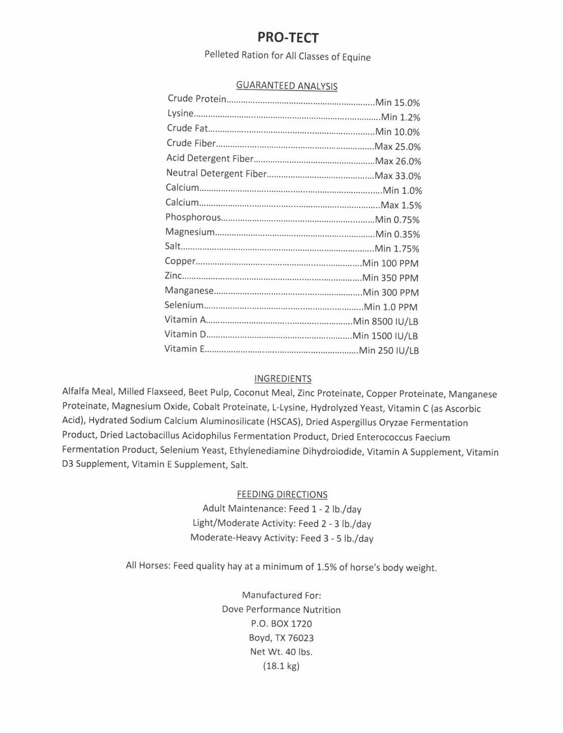 Our Feeds — Dove Performance Nutrition