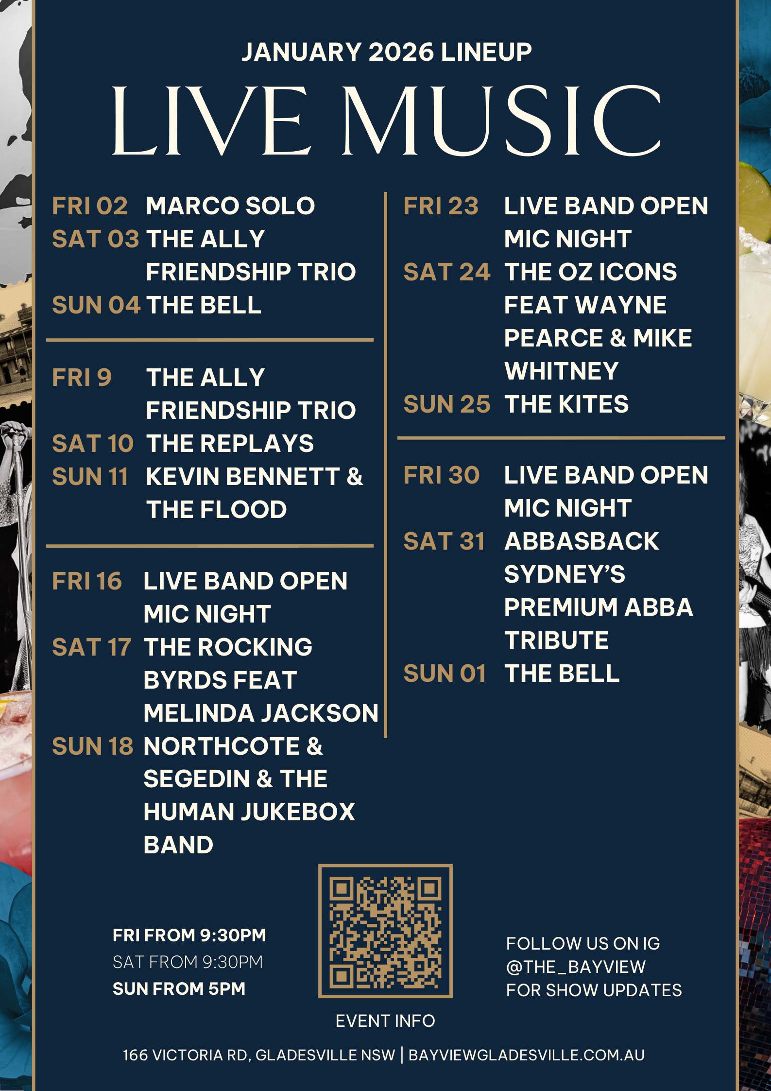 Live Music | January Line-up | Bayview Hotel Gladesville
