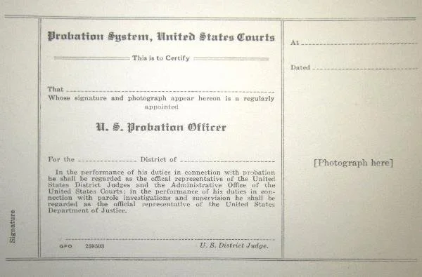 U.S. Probation Credentials — Museum of U.S. Probation and Pretrial Services