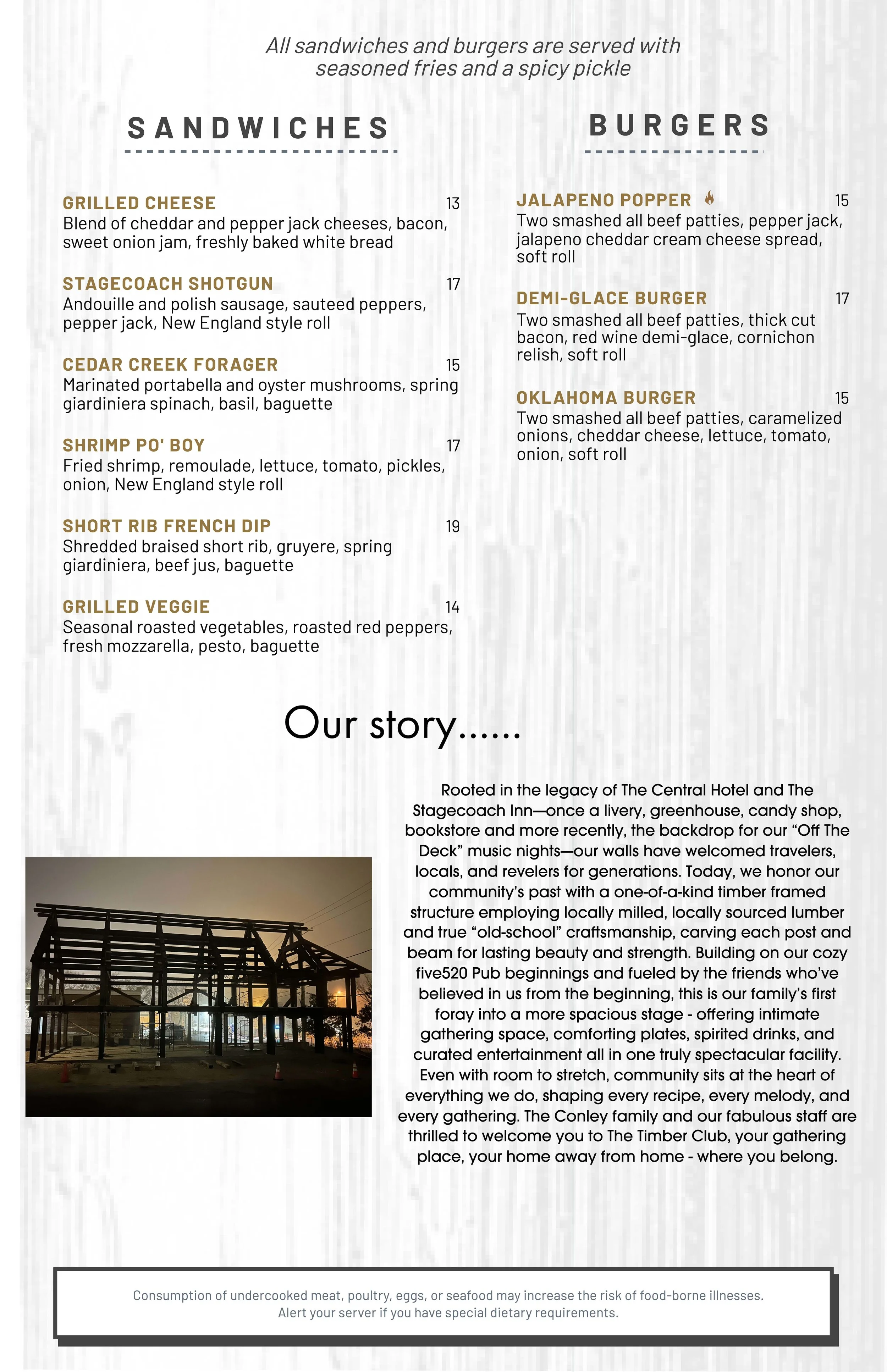 Menu — Timber Club