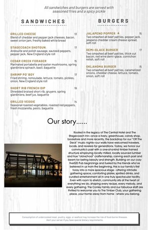 Menu - Timber Club