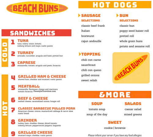 Beach Buns PDF Menu, Prices, & Info - Carnival Cruise Line — The ...
