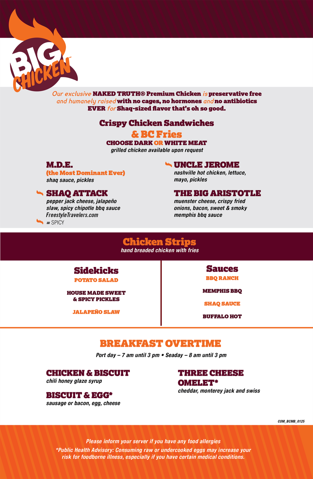 Big Chicken PDF Menu, Prices, & Info - Carnival Cruise Line — The ...