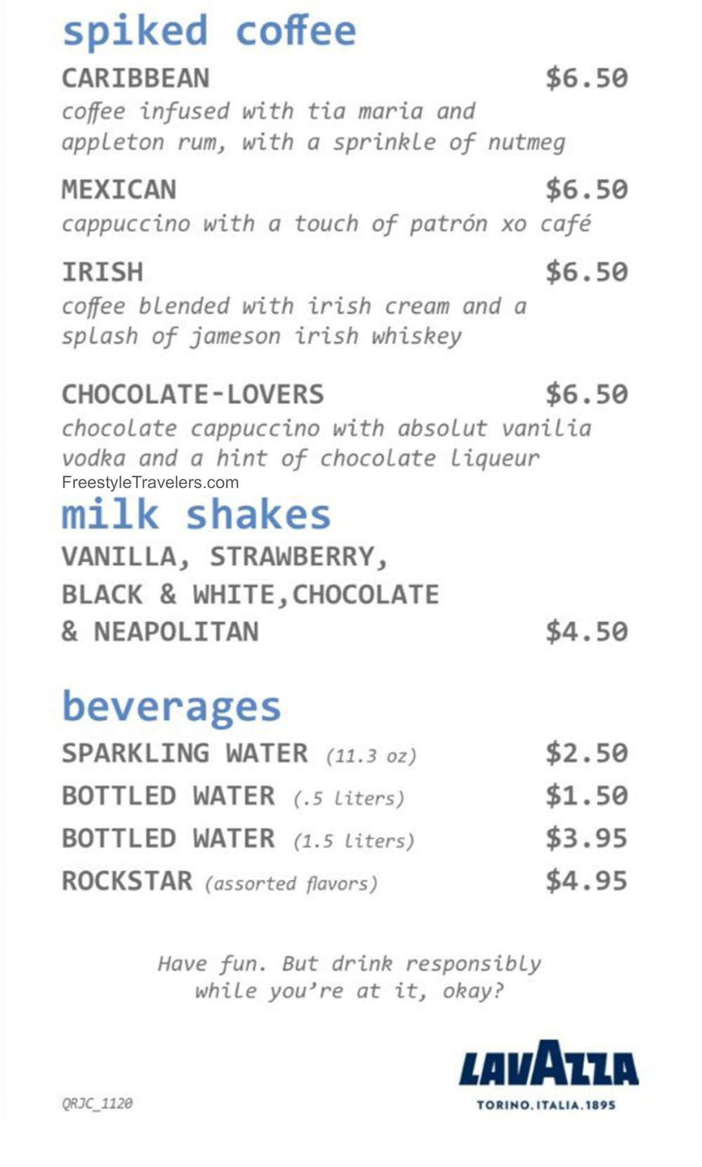 JavaBlue Cafe PDF Menu, Prices, & Info - Carnival Cruise Line — The ...