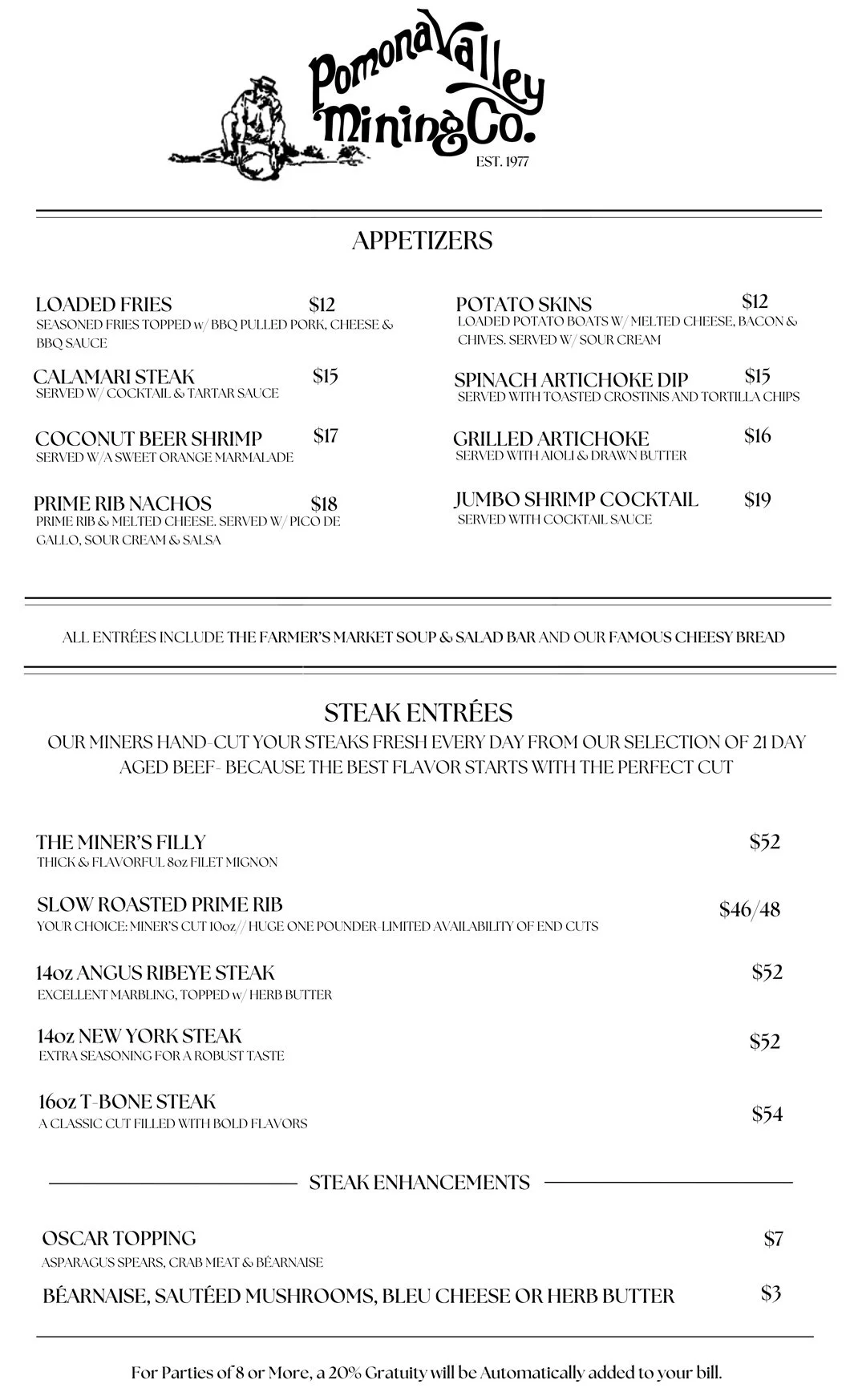 Menus | Explore Our Menu Options Today — Pomona Valley Mining Co ...