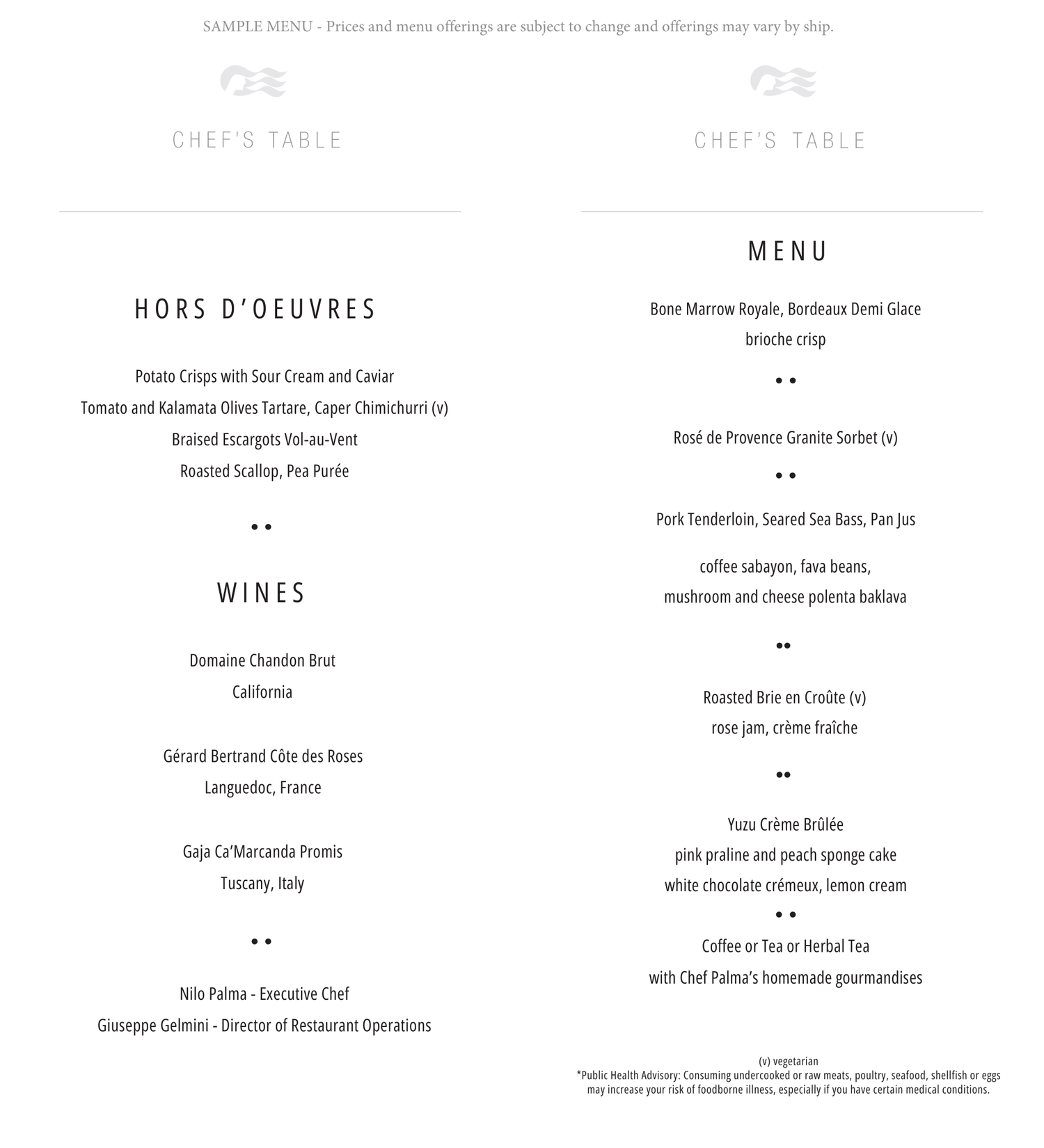 Chef’s Table Restaurant Guide & PDF Menus — Princess Cruises Blog