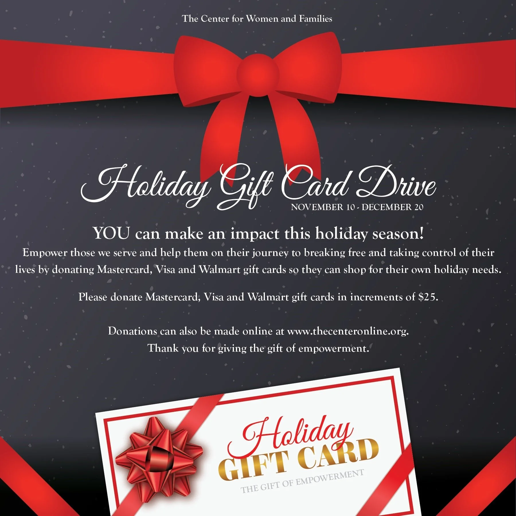 Holiday Gift Card Drive — Center For Women & Families
