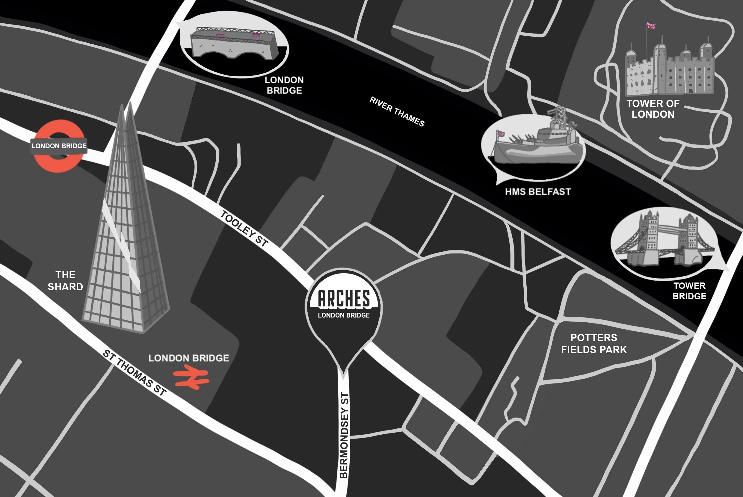 How to Find Us | Location & Opening Hours | Arches London Bridge ...