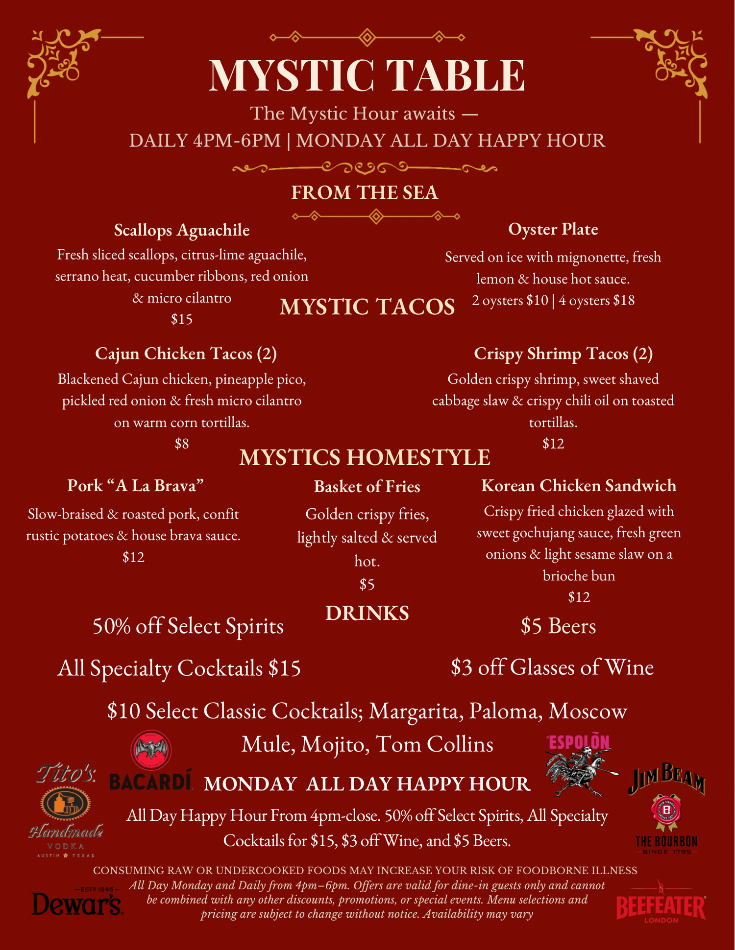 Menu — MYSTIC TABLE