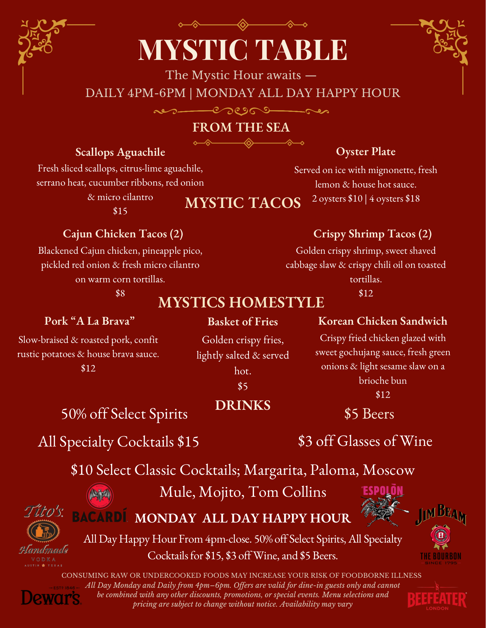 Menu — MYSTIC TABLE