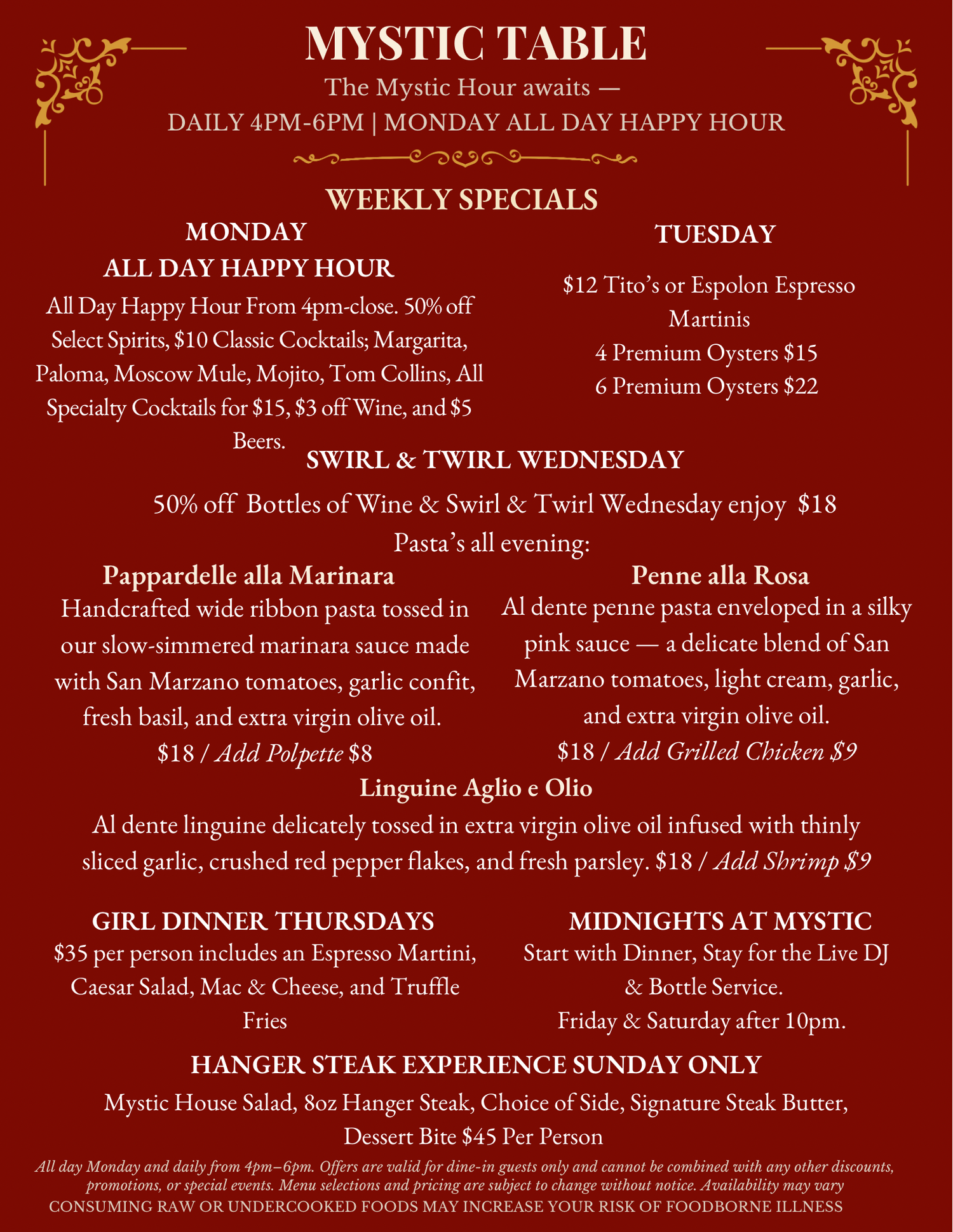 Menu — MYSTIC TABLE
