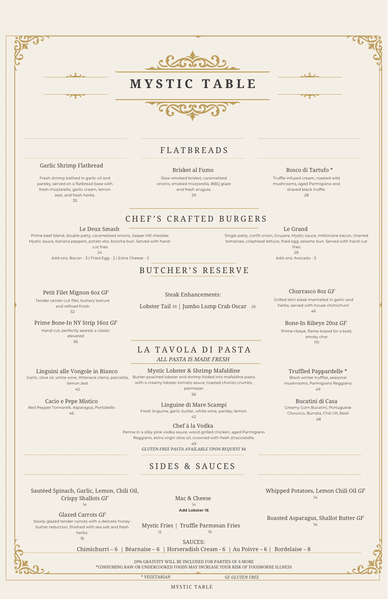 Menu — MYSTIC TABLE