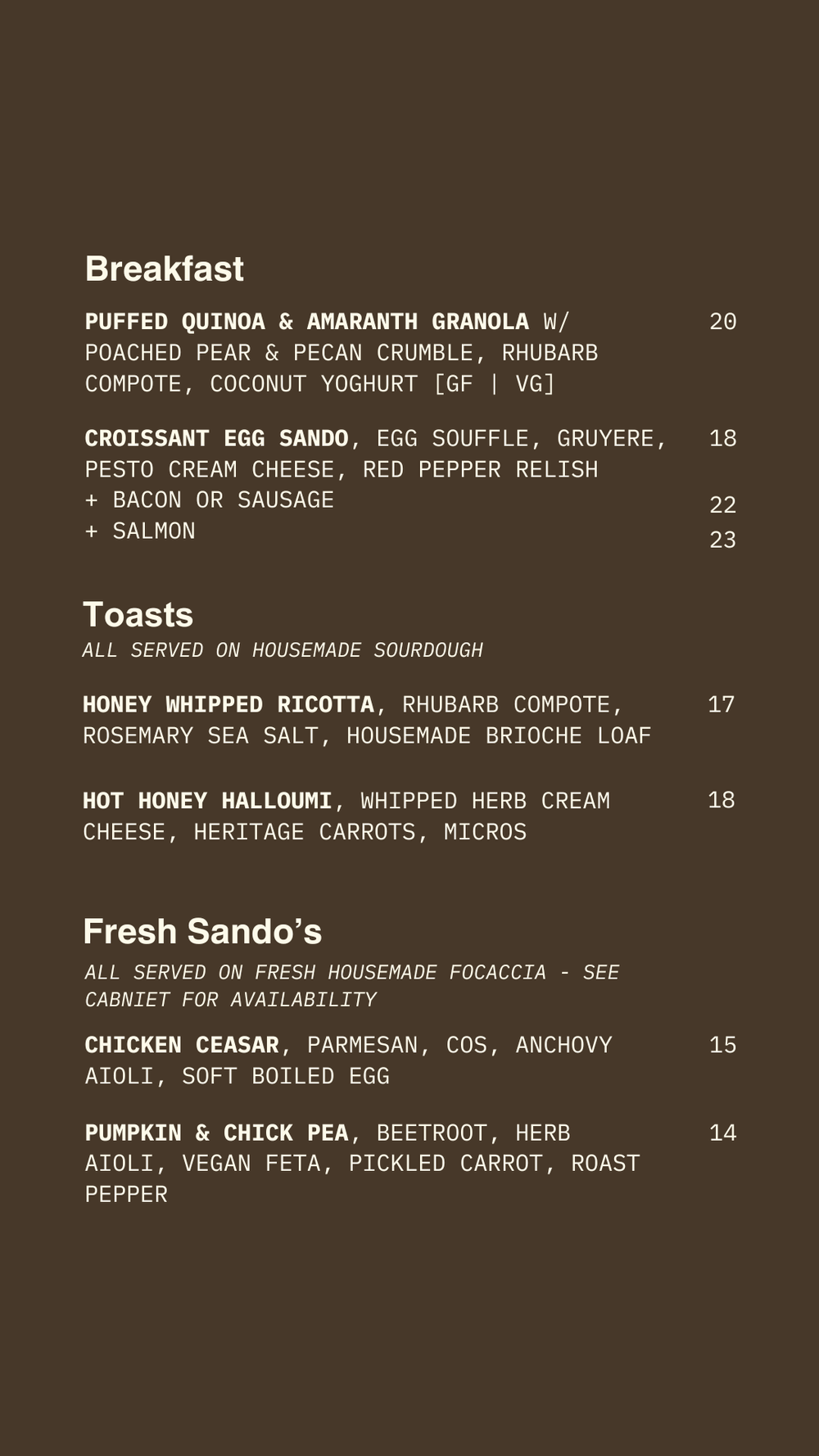 Menu | Explore Delicious Baked Goods — Crumb Bakehouse