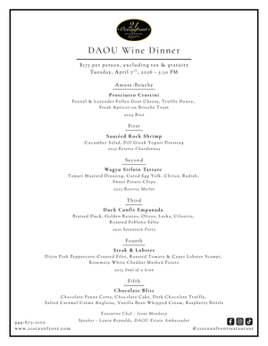 DAOU Wine Dinner — 21 Oceanfront
