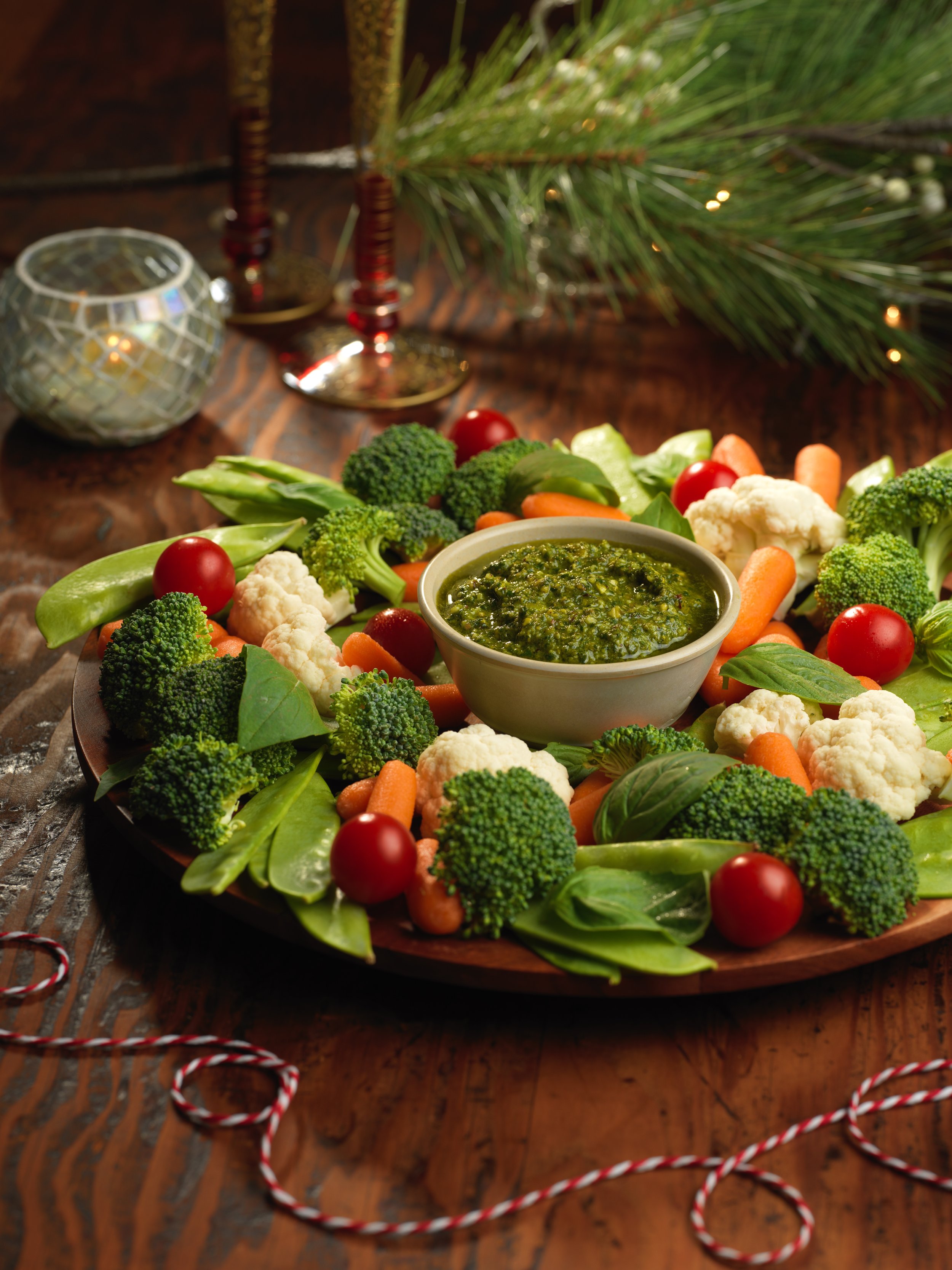 Festive Veggie Wreath with Pistachio Pesto — Church Brothers Farms