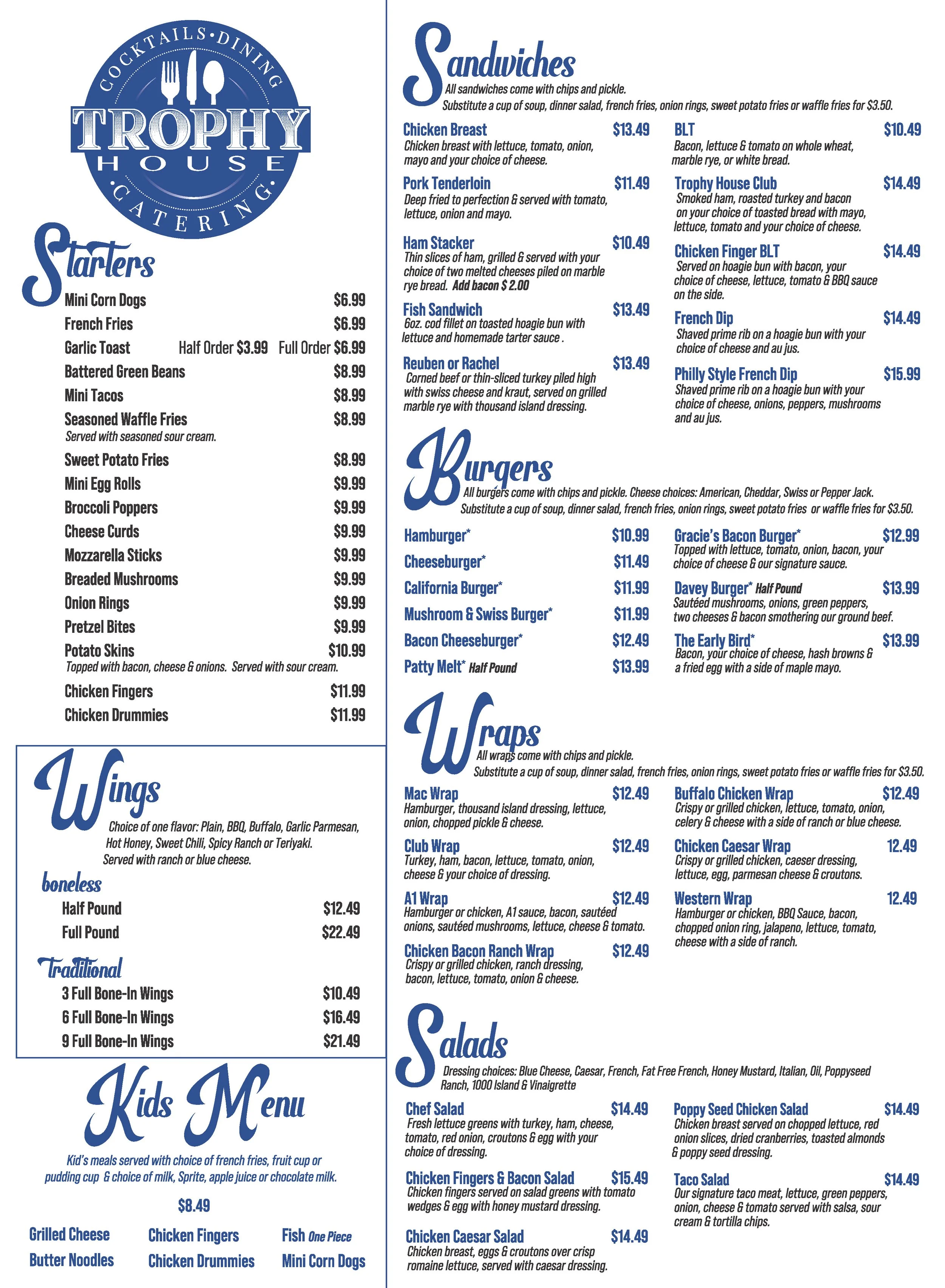 Menu | Discover Delicious Dining Options — The Trophy House
